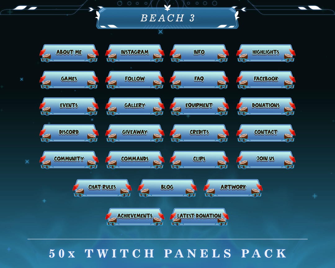 Tropical Beach Twitch Panels: Stream Overlay Kit (50+ PNG) - Etsy