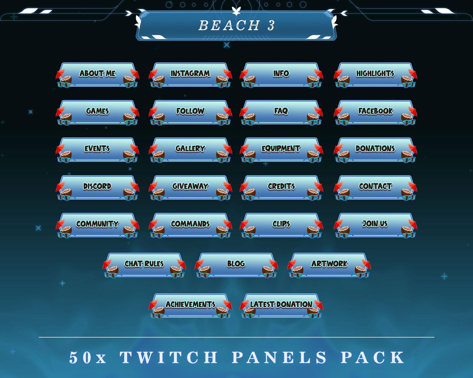 Tropical Paradise Twitch Panels | Stream Overlays | Island Theme ...