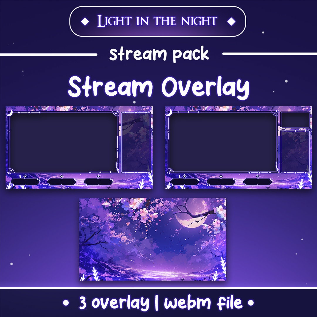 Animated Stream Overlay Pack: Light in the Night - Twitch, Youtube ...