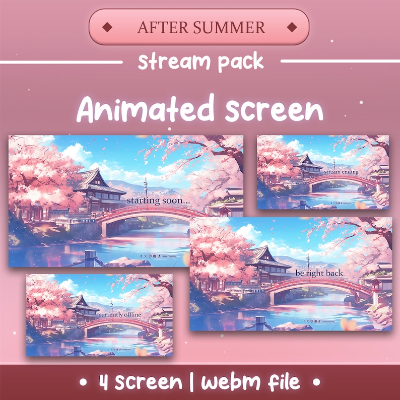 Animated Stream Overlay Pack: After Summer Theme for Twitch, Youtube ...