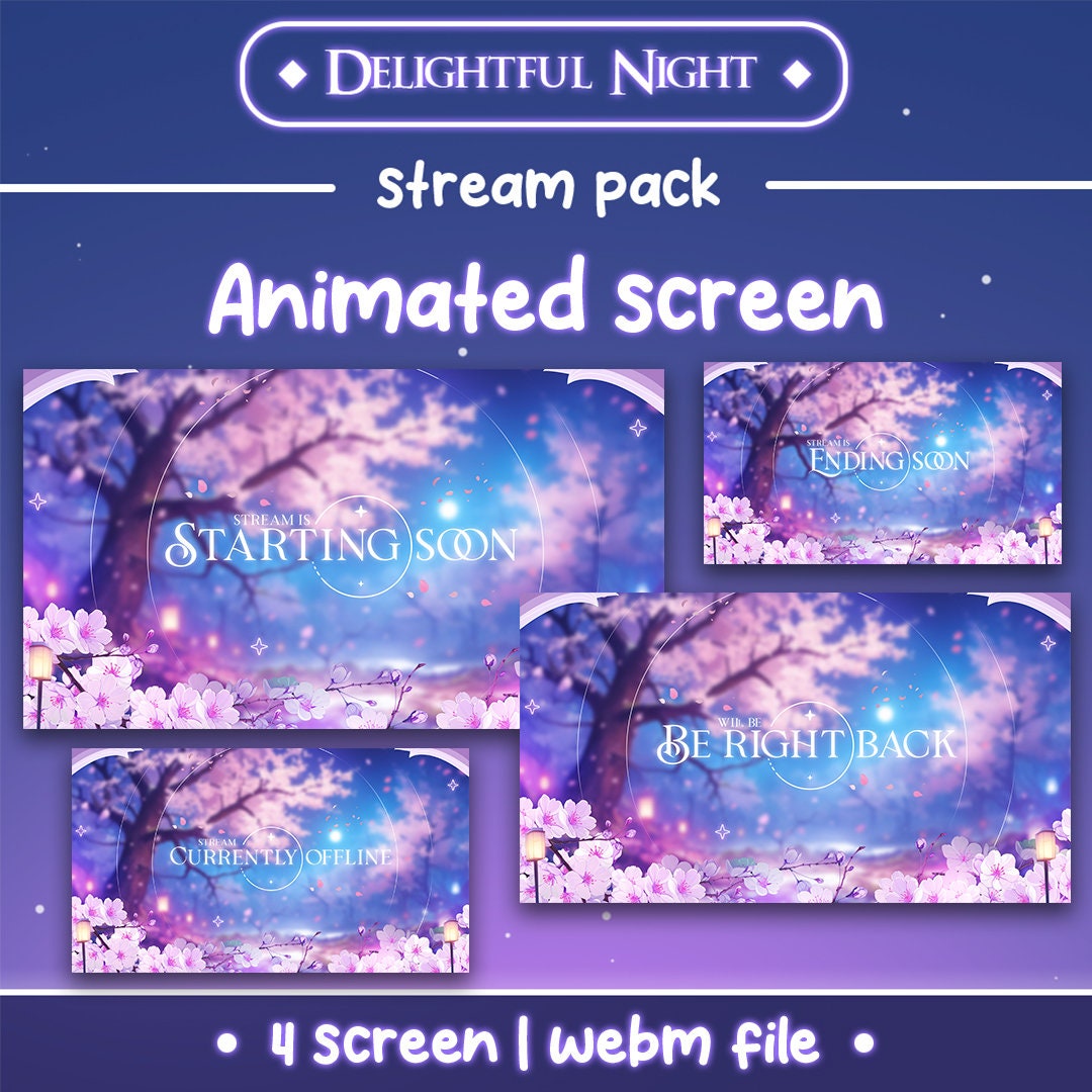 Premium Animated Overlays Pack Delightful Night for Twitch, Youtube ...
