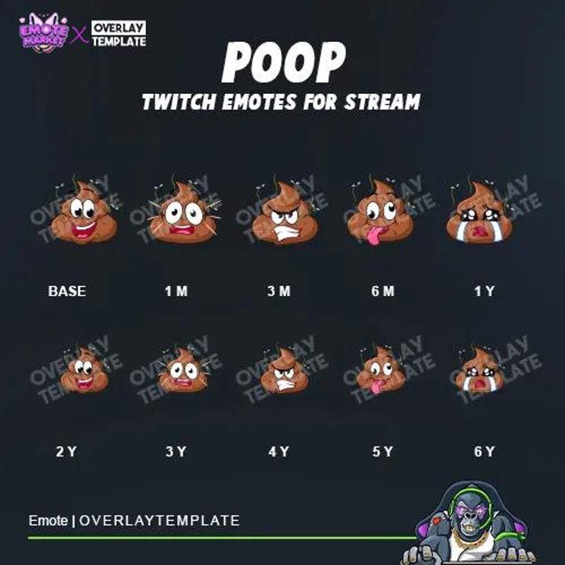 Poop Emotes – Funny & Gross Twitch Discord Emote Set - Etsy
