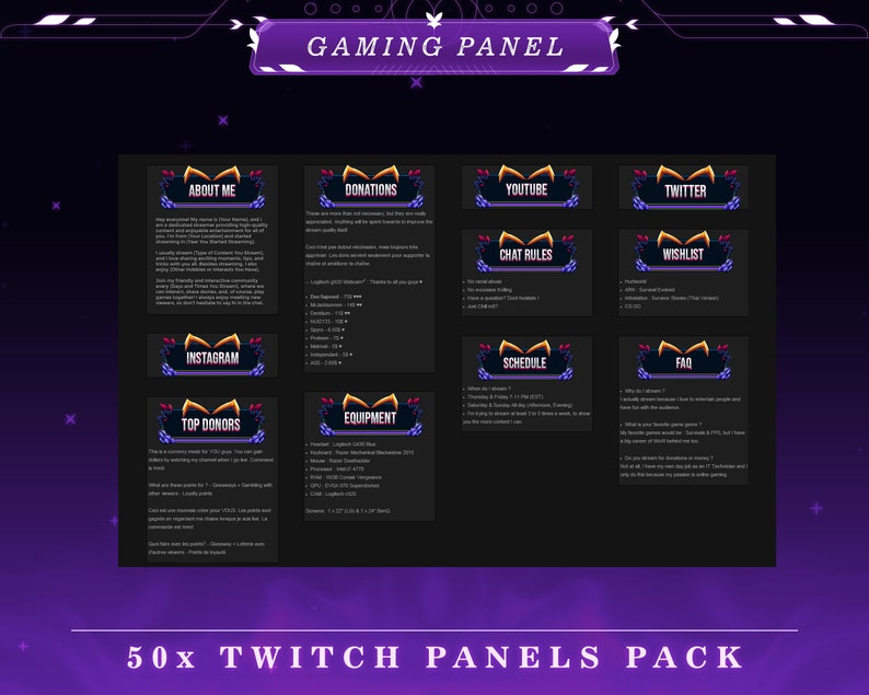 Elite Gamer Twitch Panels: Stream Overlay Graphics (PNG) - Etsy