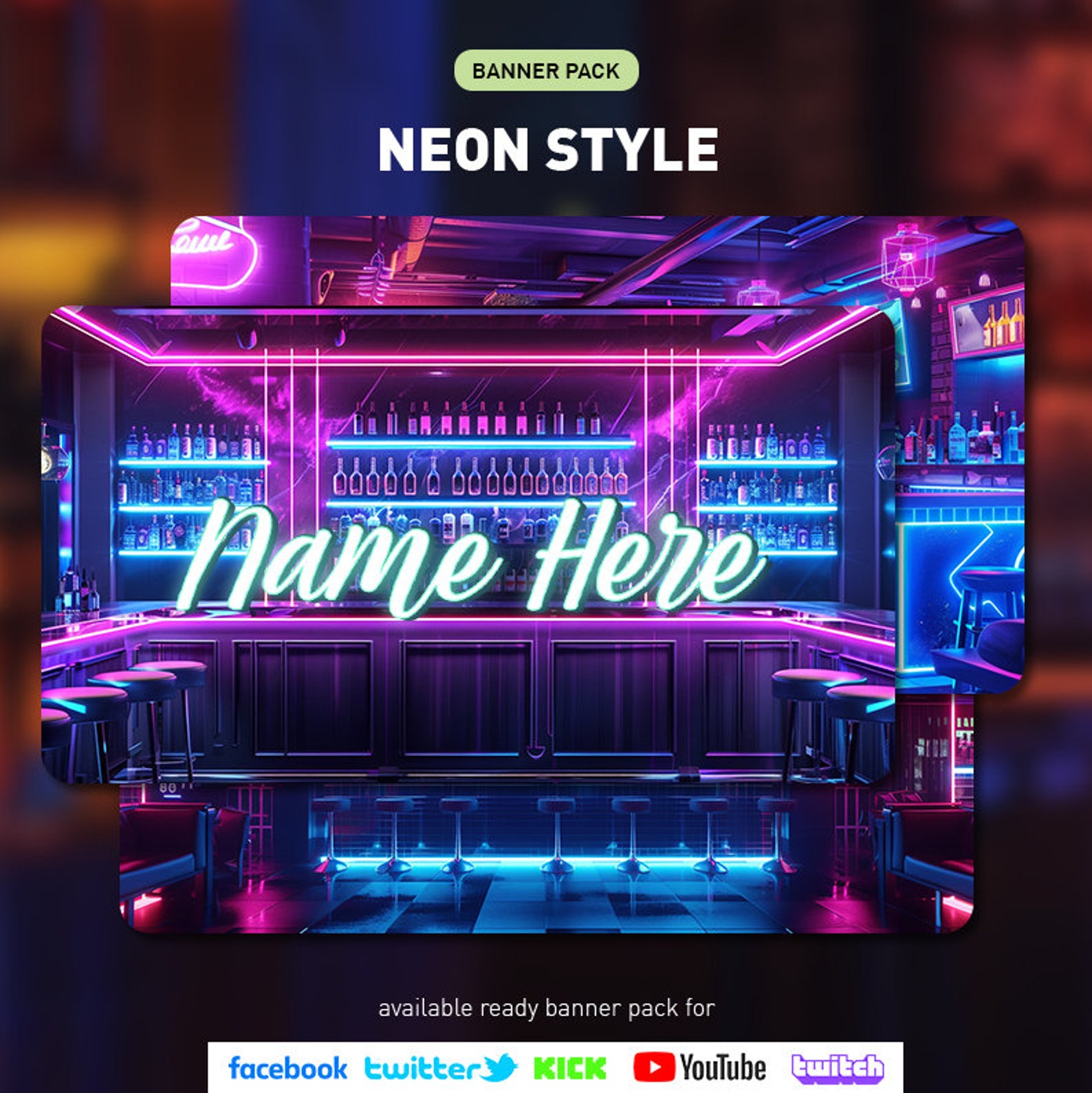 Light up Your Stream With Neon Bar Banner Pack for Dynamic Online ...