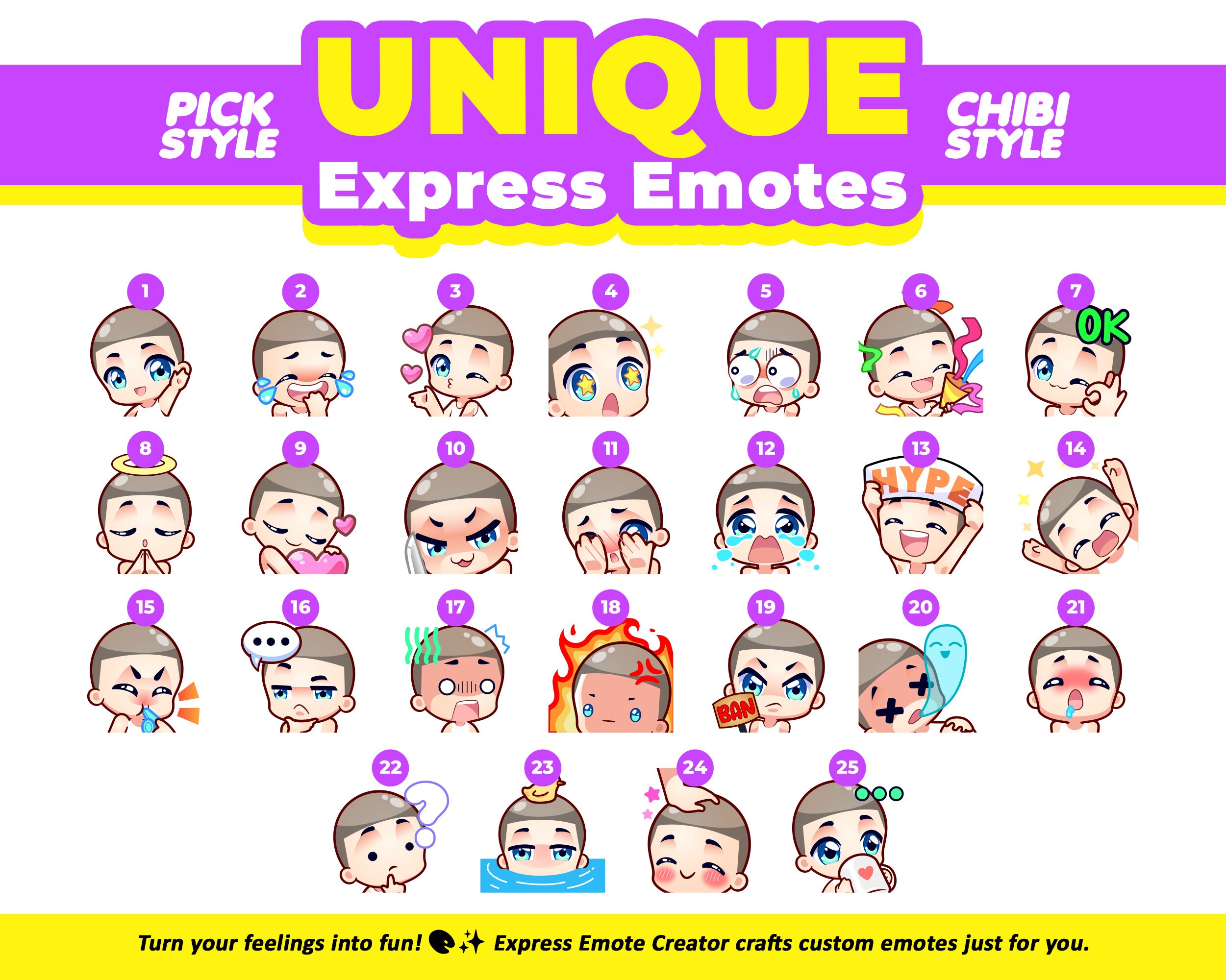 Custom Vtuber Emotes Chibi and Cute Elevate Your Twitch & - Etsy