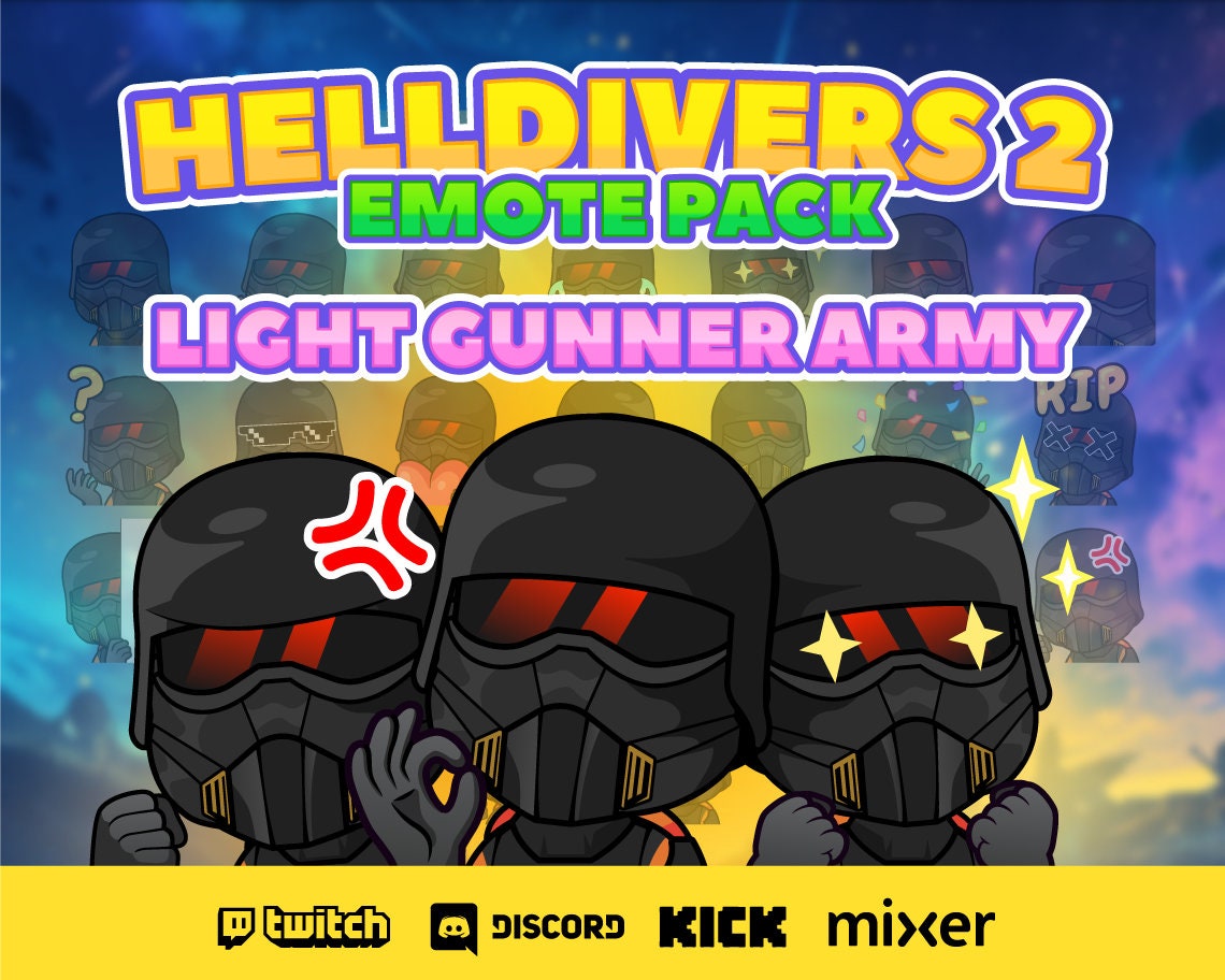 Twitch Emote Pack Helldivers 2 Light Gunner Army for Stream With ...