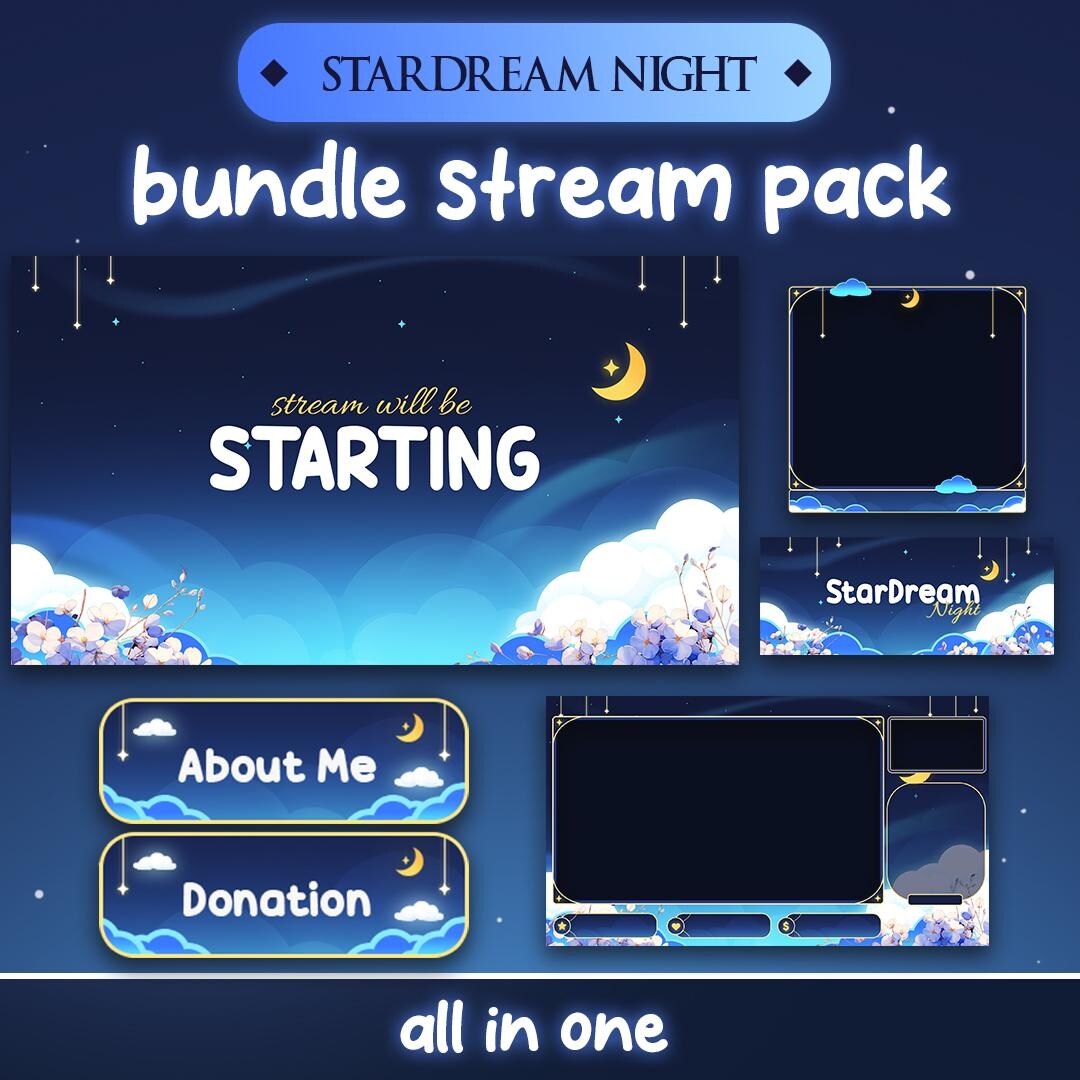 Animated Stream Overlay Pack Stardream Night Celestial-themed Graphics ...
