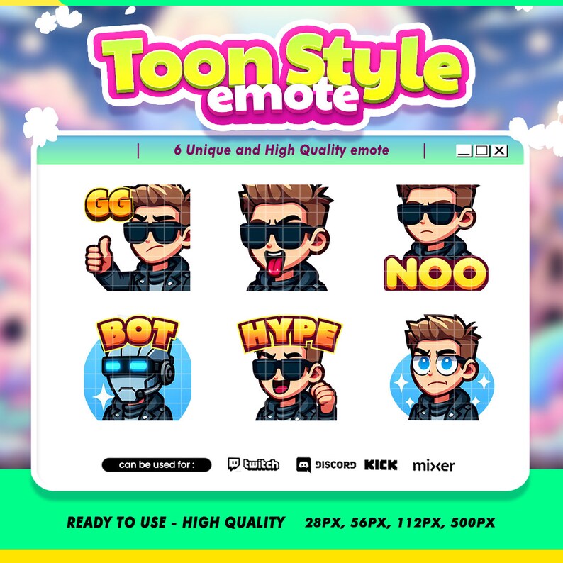 Twitch Emote Cool Man Cartoon Pack for Streamer Chat Delight - Etsy