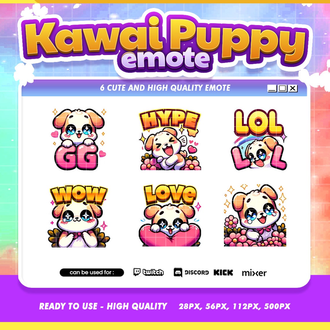 Twitch Emote Dog Kawaii Chibi Pack for Playful Streamer - Etsy