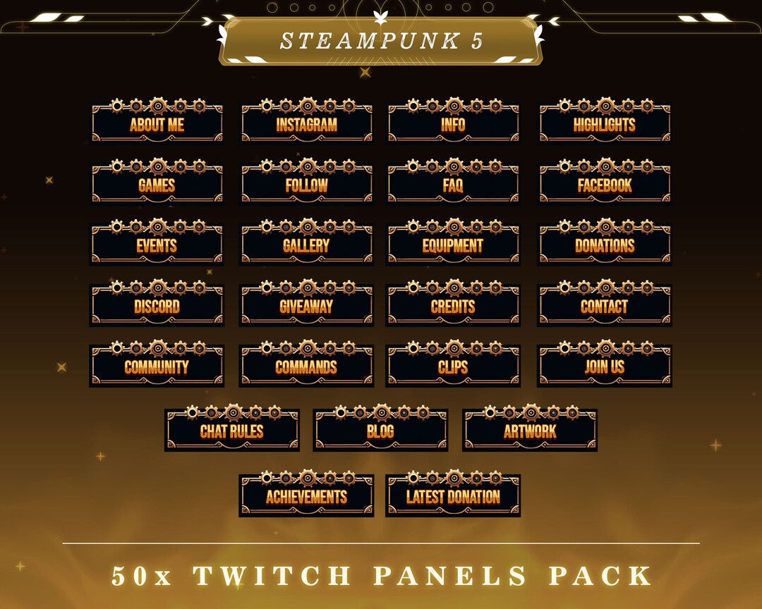 Steampunk Odyssey Twitch Panels | Stream Overlays | Industrial Revolution Graphics | Overlay ...