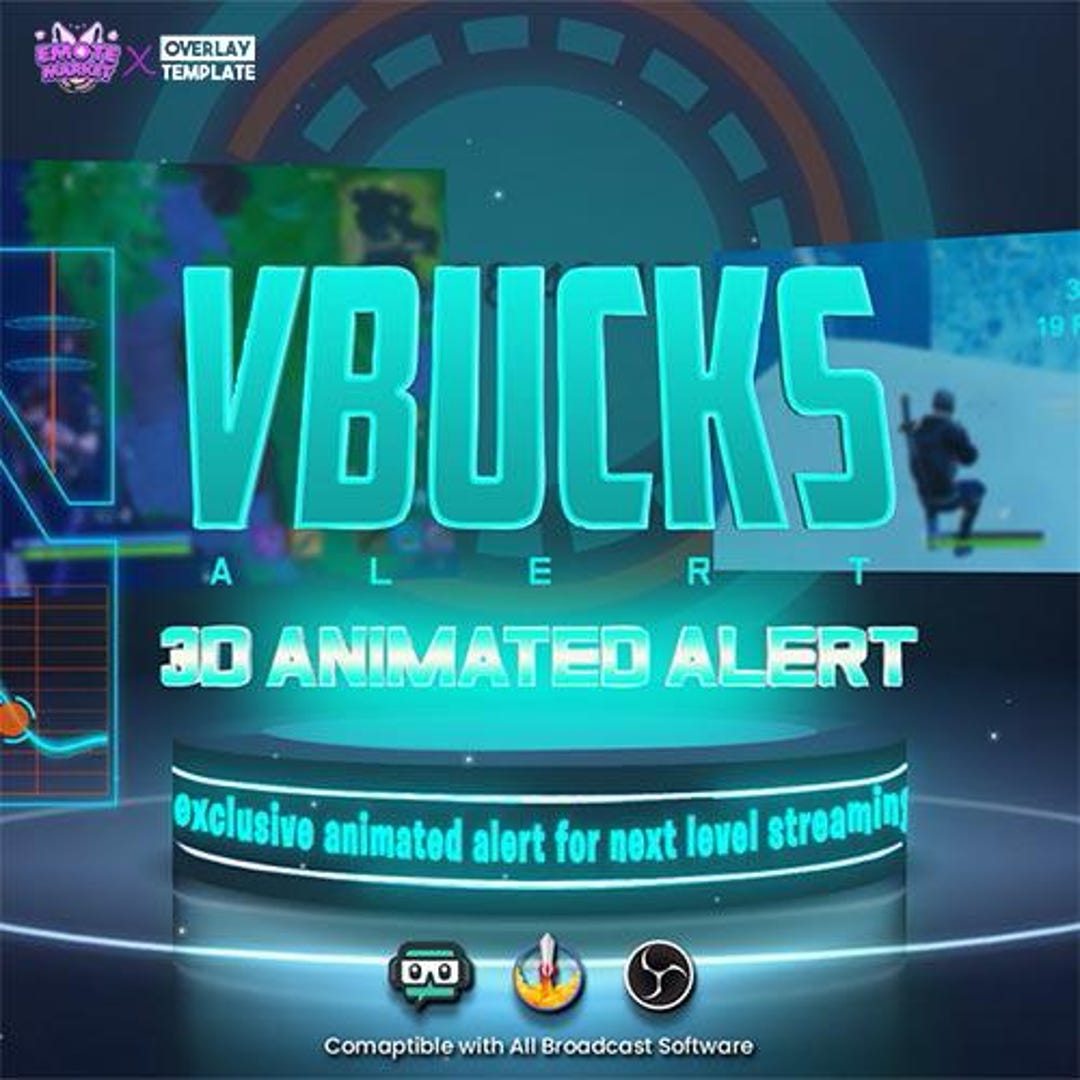 Animated Alert V-buck Currency Reward Pop-up - Twitch Overlay, Esports ...