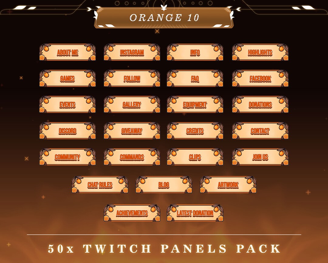 Orange Radiance Twitch Panels | Stream Overlays | Radiant Theme ...