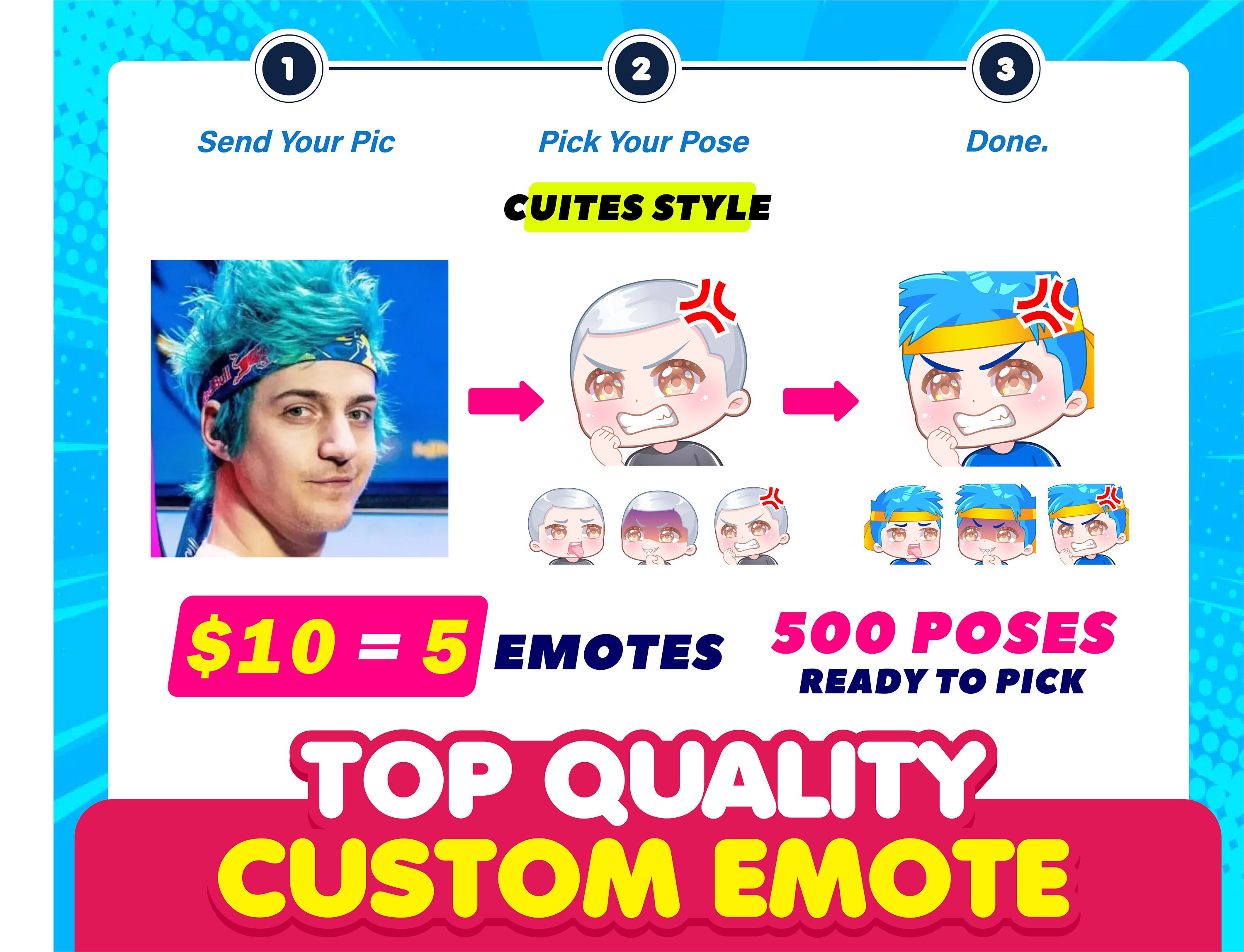 Tailored Twitch Emotes Anime Cute Characters Elevate Your Online ...