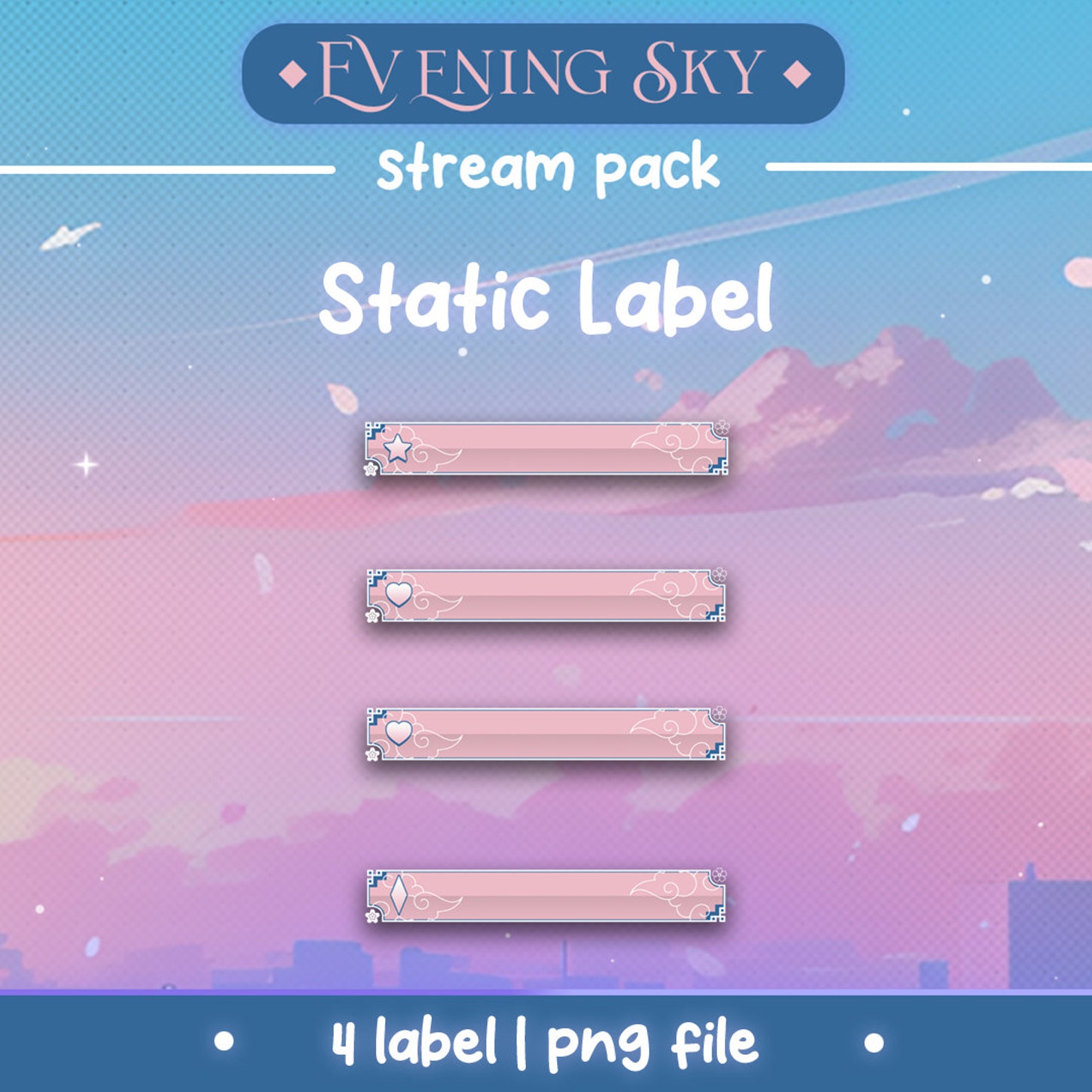 Evening Sky Animated Stream Overlay Pack: Twitch, Youtube, Kick - Etsy