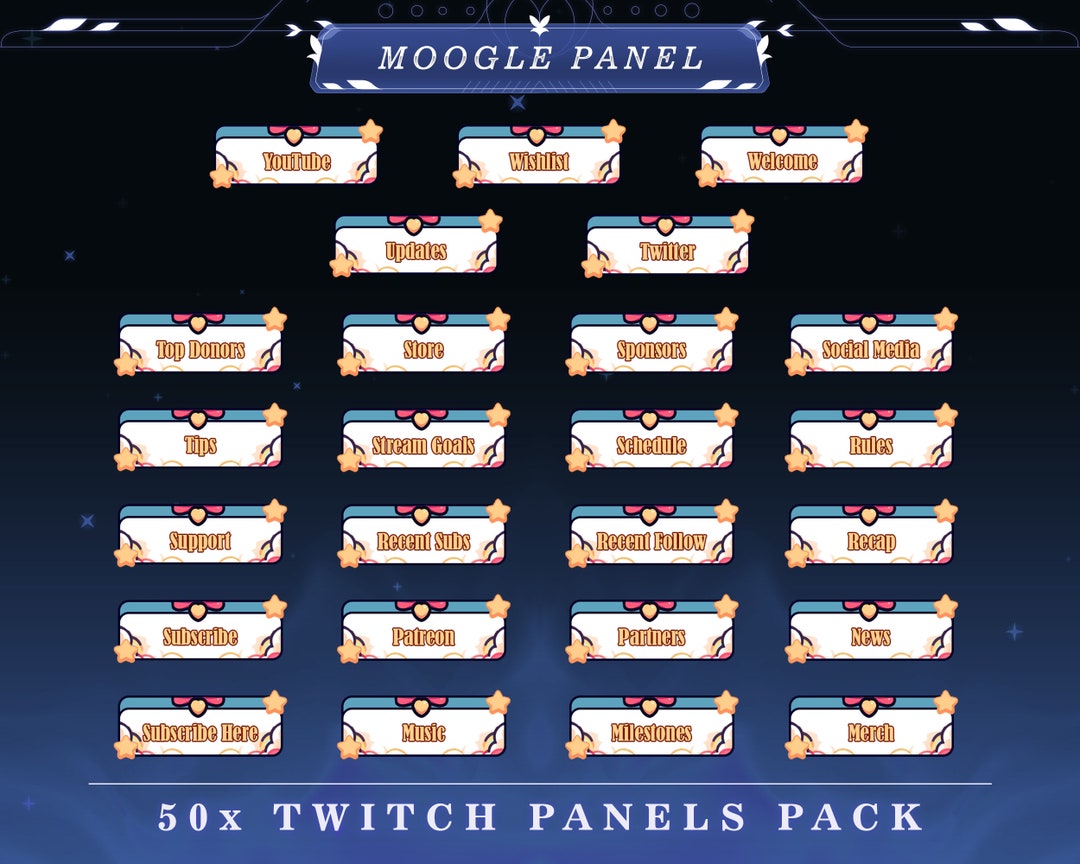 Moogle Twitch Panels | Stream Overlays | Cute Fantasy Theme Graphics | Overlay Panels | Streamer ...