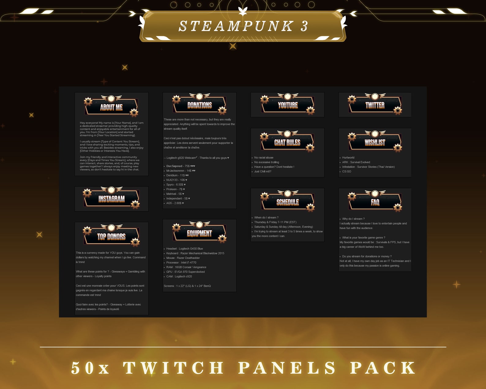 Steampunk Twitch Panels: Gear Theme Stream Overlays (50+ PNG) - Etsy