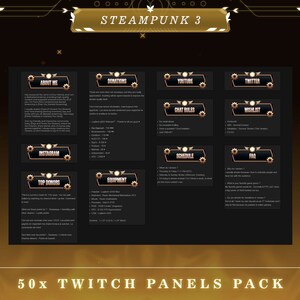 Steampunk Fantasy Twitch Panels | Stream Overlays | Gear Theme Graphics | Overlay Panels ...
