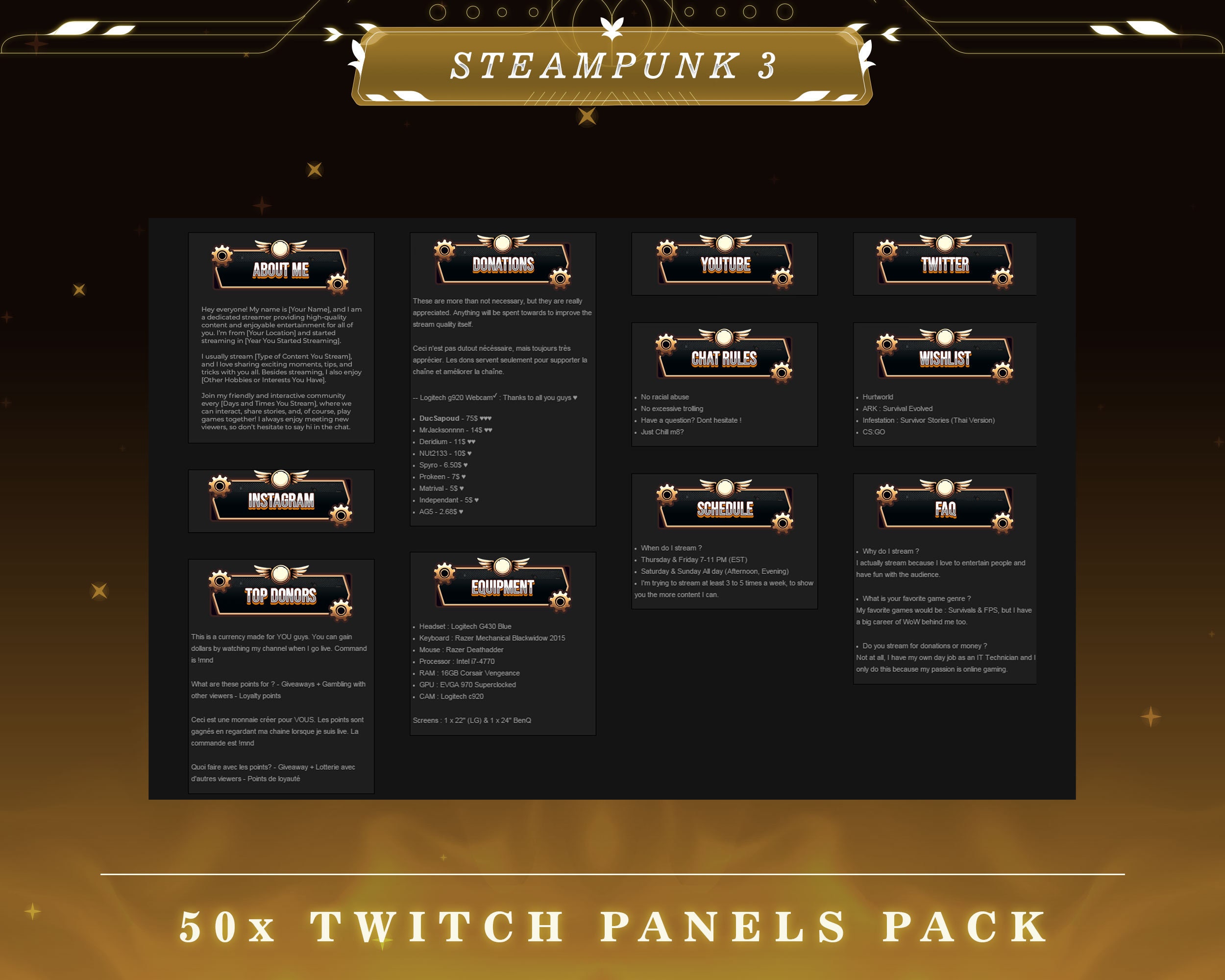 Steampunk Twitch Panels: Gear Theme Stream Overlays (50+ PNG) - Etsy