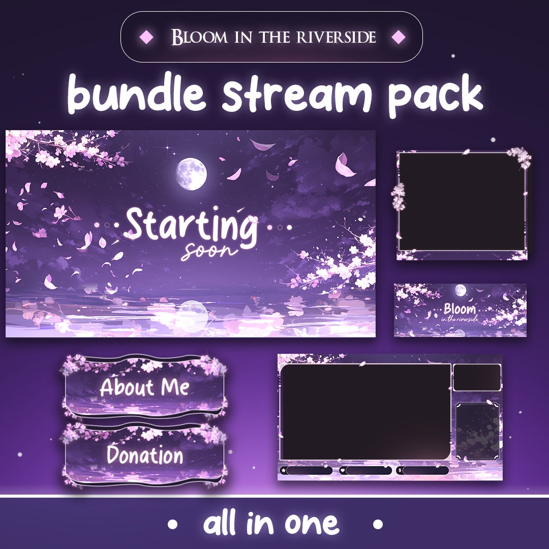 Animated Stream Overlay Pack Bloom in the River Side Ultimate for Your ...