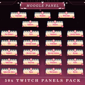 Moogle Twitch Panels | Stream Overlays | Cute Fantasy Theme | Overlay Panels | Streamer Graphics ...