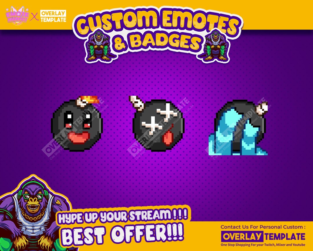 Twitch Emotes Pixelated Bomb Pack V1 – Explosive Pixel Art Icons for ...