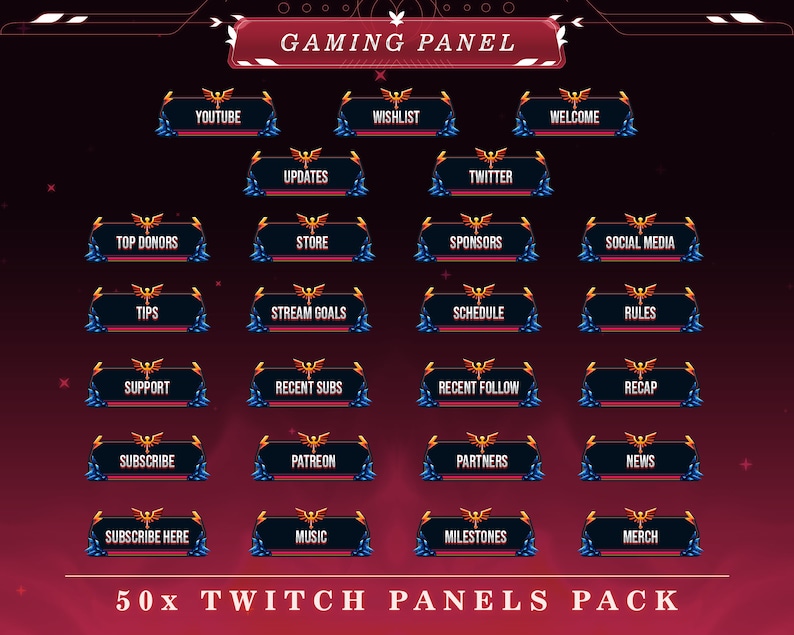 Gamer Theme Twitch Panels: Stream Overlay Graphics (50+ PNG) - Etsy