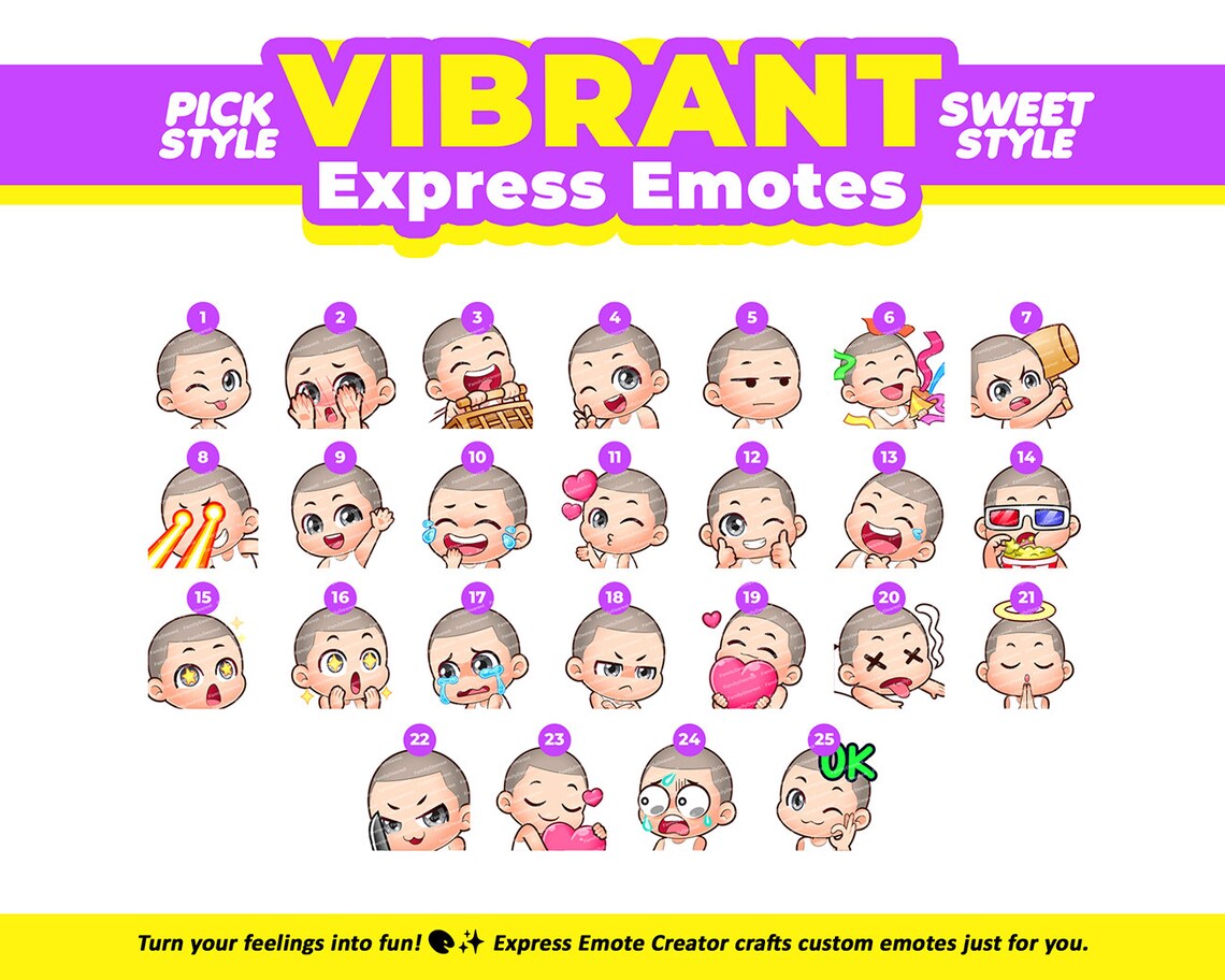 Sweet Emotes Collection Adorable Twitch, Kick, Discord, Vtuber Streamer ...