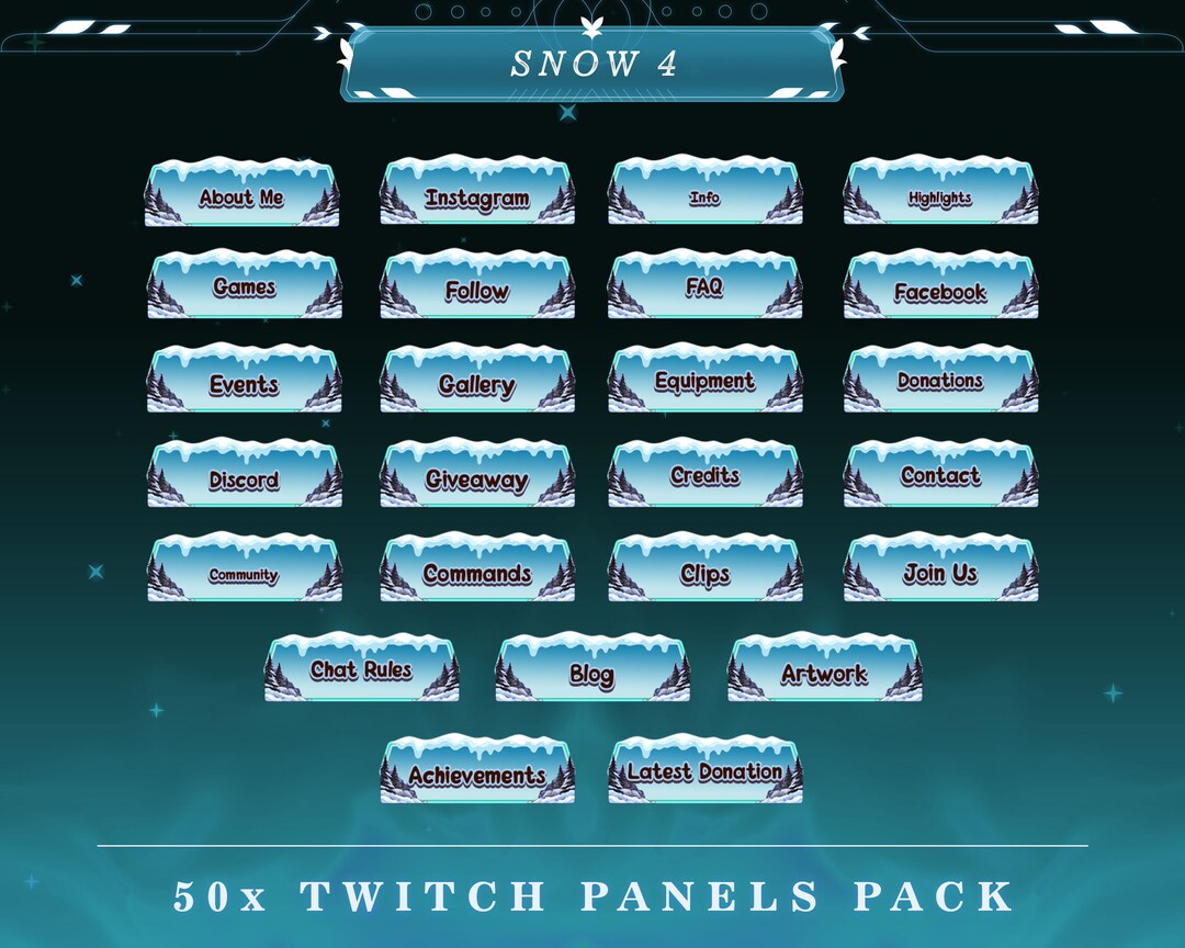 Snowfall Twitch Panels | Stream Overlays | Winter Wonderland Graphics ...