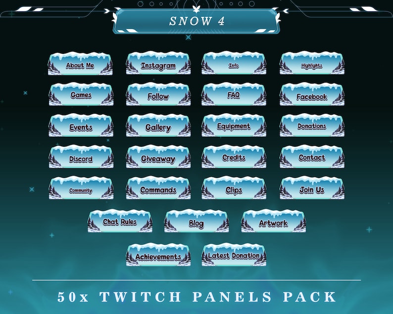 Snowfall Twitch Panels Stream Overlays Winter Wonderland Graphics ...