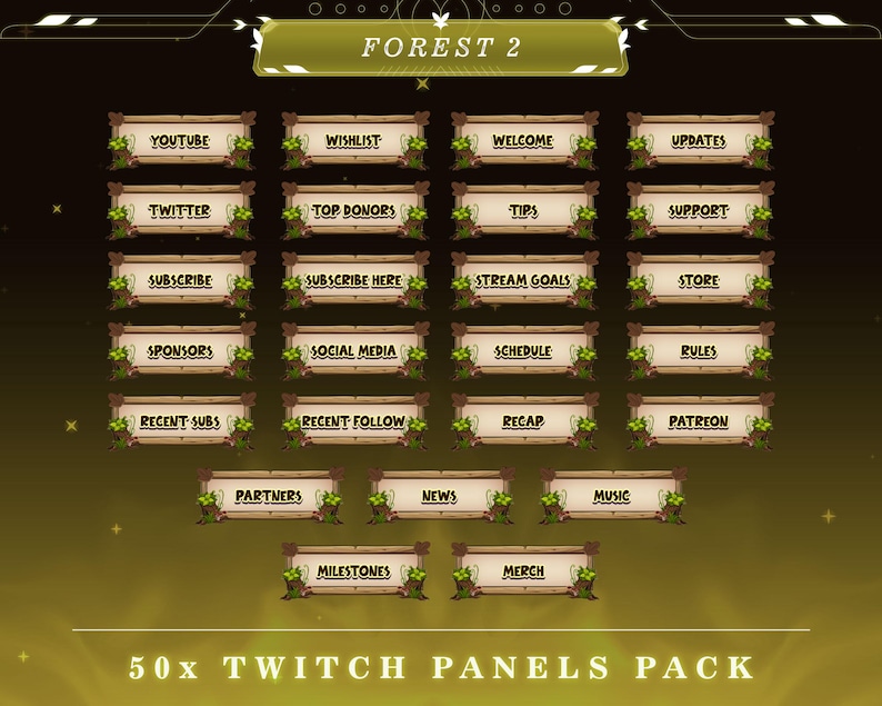 Enchanted Forest Twitch Panels Stream Overlays Magical Theme Graphics ...