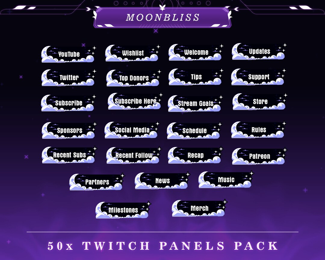 Sky Twitch Panels | Stream Overlays | Lunar Theme Graphics | Overlay ...