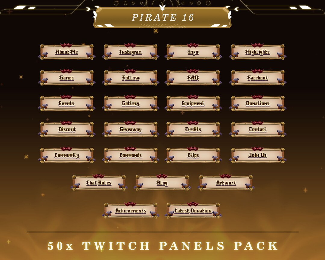 Blackbeard's Twitch Panels | Stream Overlays | Pirate Legend Graphics | Overlay Panels ...