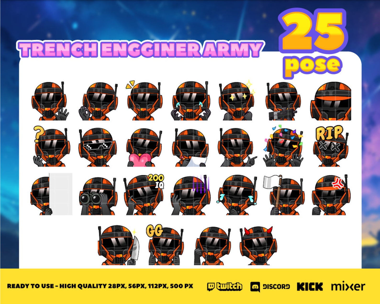 Twitch Emote Pack Siegecraft Specialist With Trench Engineer Army ...