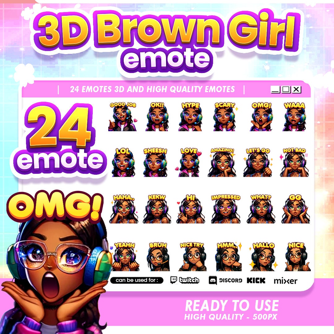 Twitch Emote 3D Pack Exotic Girl for Streamers & Gamers on All ...