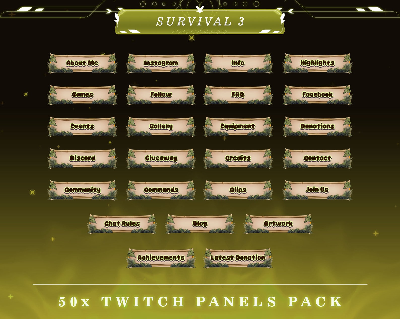 Survival Theme Twitch Panels: 50+ Stream Overlay Graphics (PNG) - Etsy