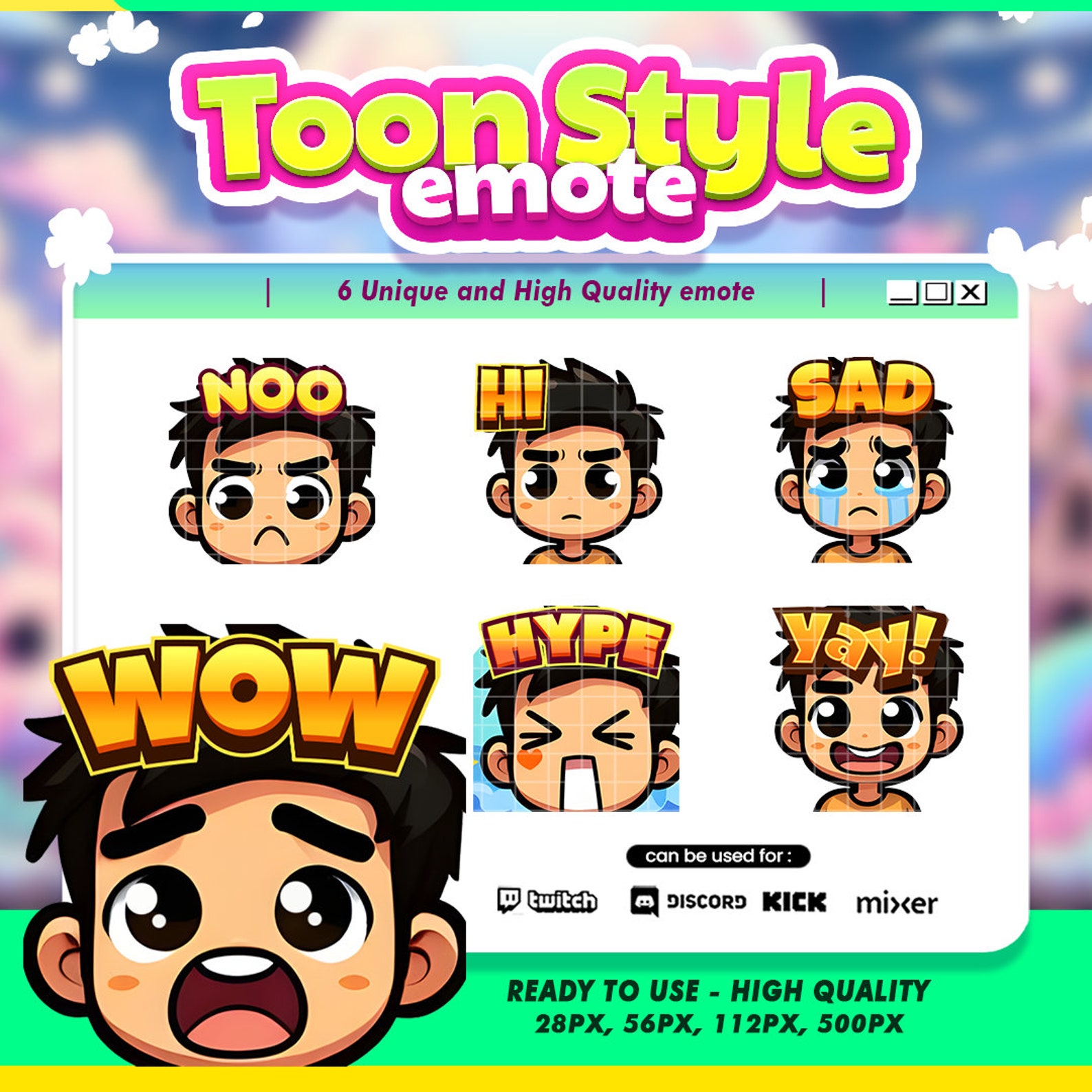 Cartoon Kids Twitch Emotes Pack: Streamer Emote Set - Etsy