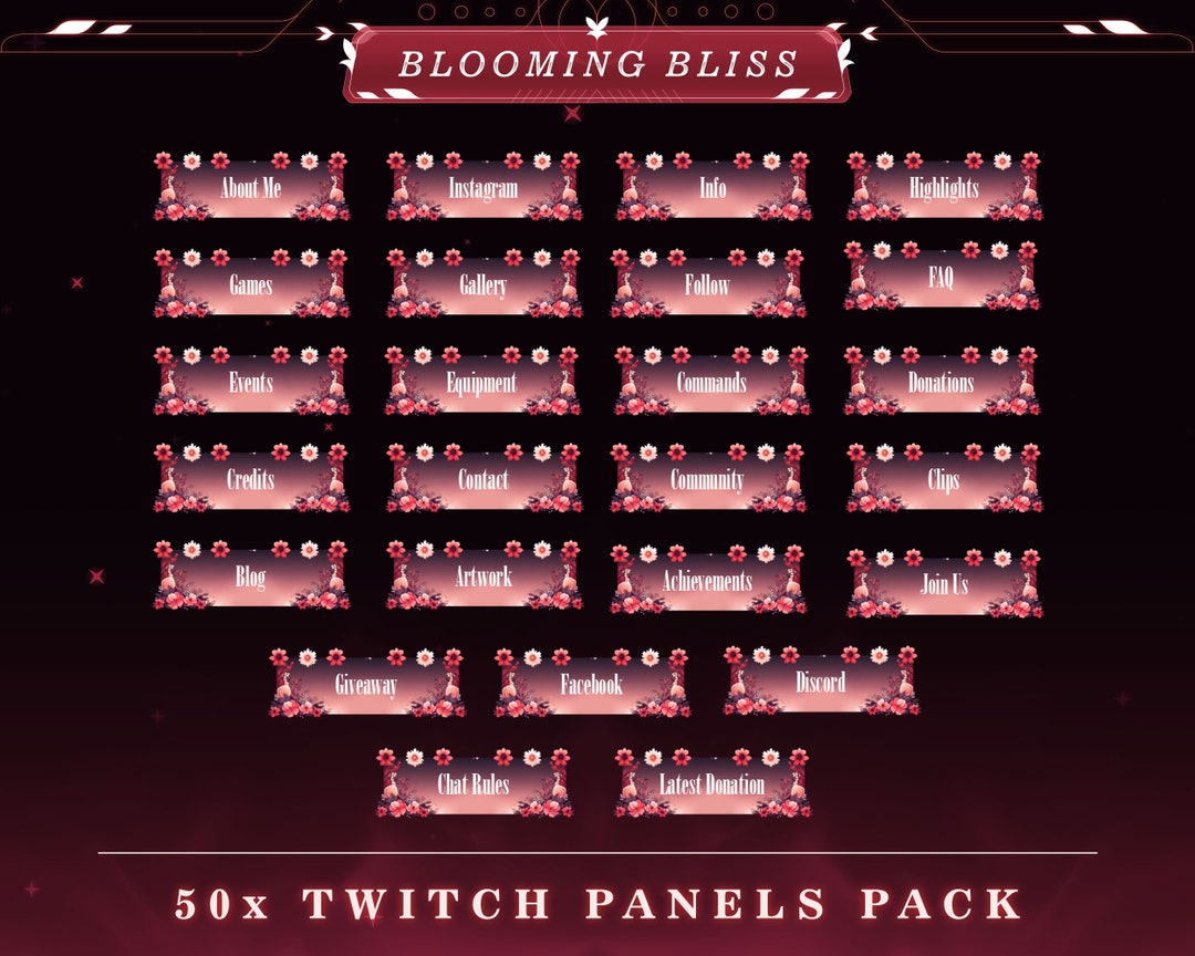 Blooming Twitch Panels | Stream Overlays | Floral Theme Graphics ...