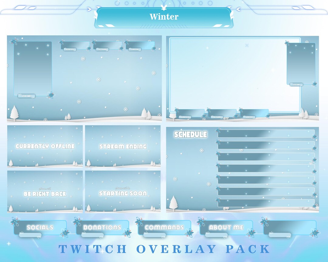 Twitch Overlay Pack Winter Snowy Theme for Streaming - Animated Overlay ...