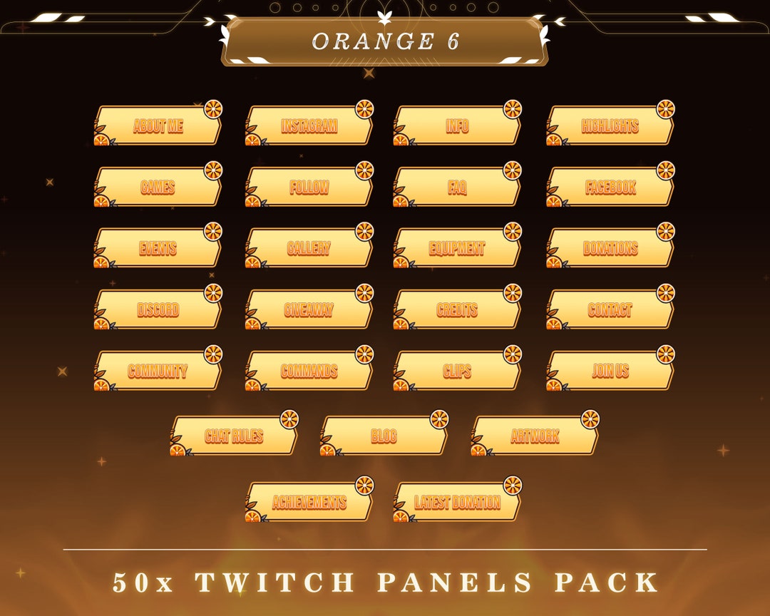 Orange Twitch Panels: Radiant Stream Overlay Graphics (50+ PNG) - Etsy