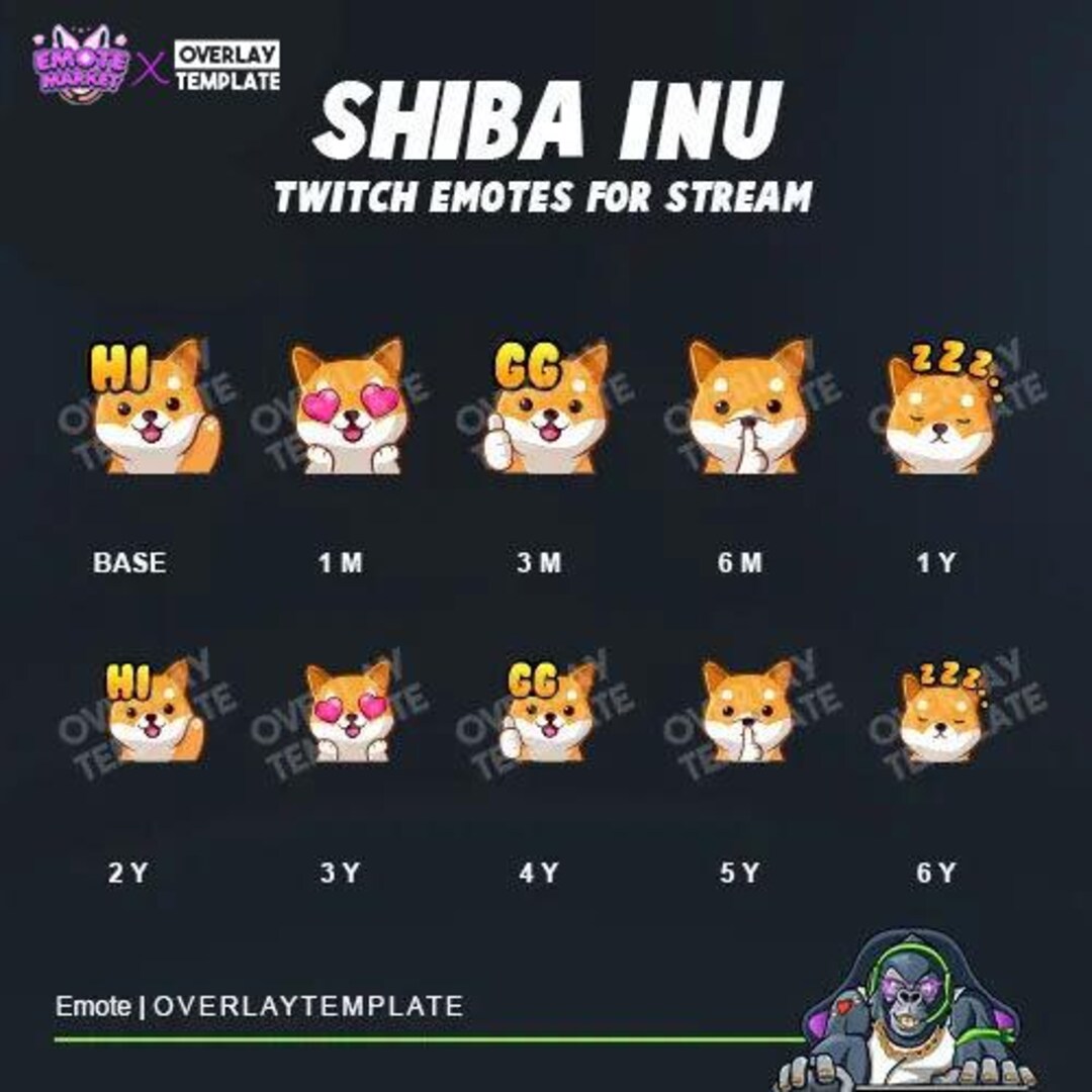 Shiba-inu Emotes – Adorable Dog Twitch Stickers for Gamers & Vtubers - Etsy
