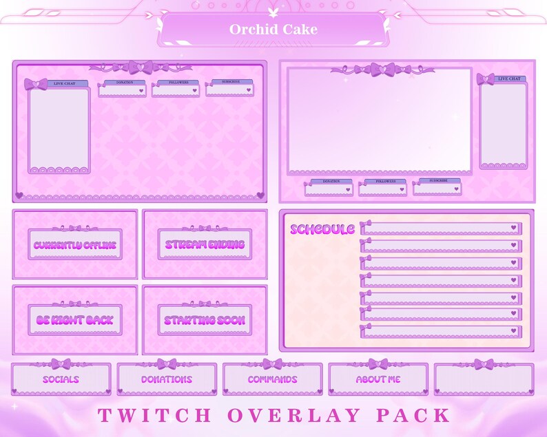 Orchid Cake Twitch Overlay Pack: Animated Stream Graphics - Etsy