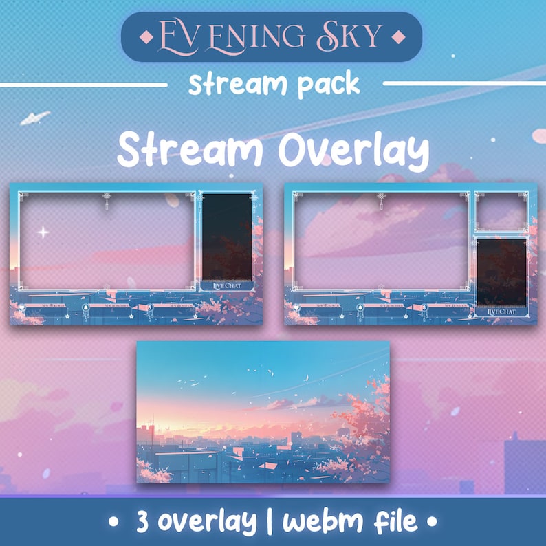 Animated Stream Overlay Pack Evening Sky for Beautiful Streaming ...