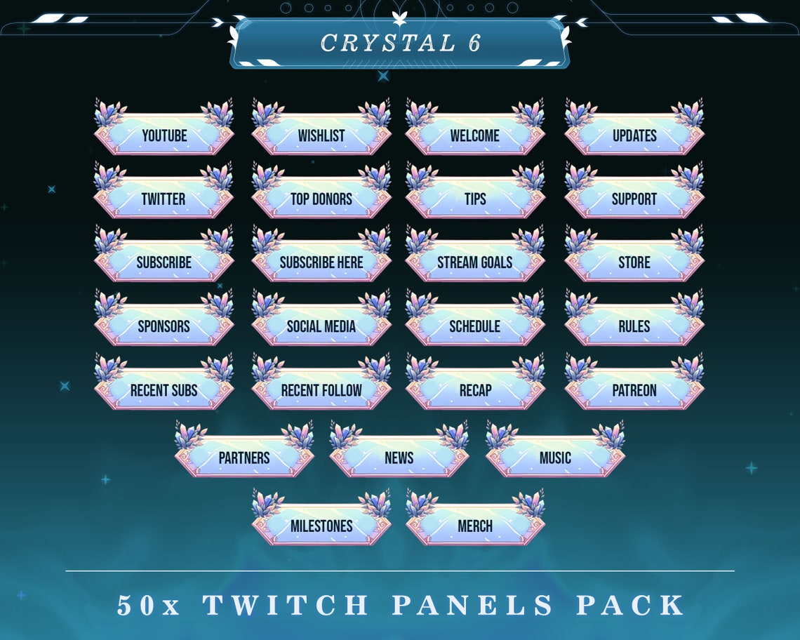 Crystal Enigma Twitch Panels: Mystical Gem Stream Overlays - Etsy
