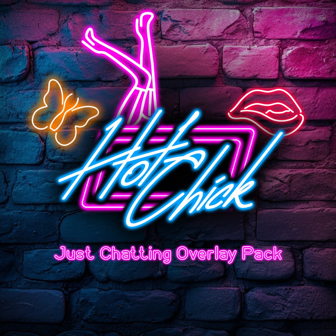 Hot Chick Animated Just Chatting Screen Overlay Pack: Sizzling Stream ...