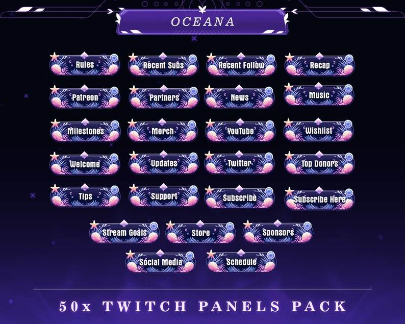 Ocean Twitch Panels Stream Overlays Ocean Theme Graphics Overlay Panels ...