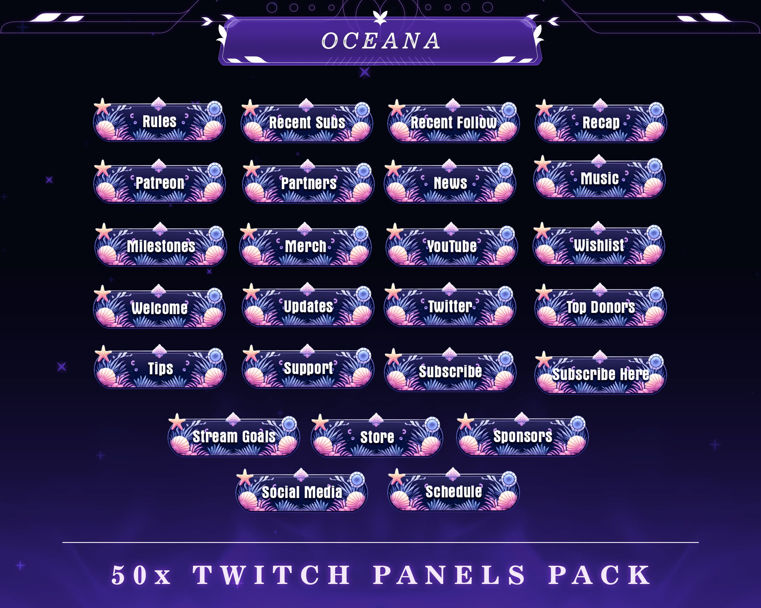 Ocean Twitch Panels Stream Overlays Ocean Theme Graphics Overlay Panels ...