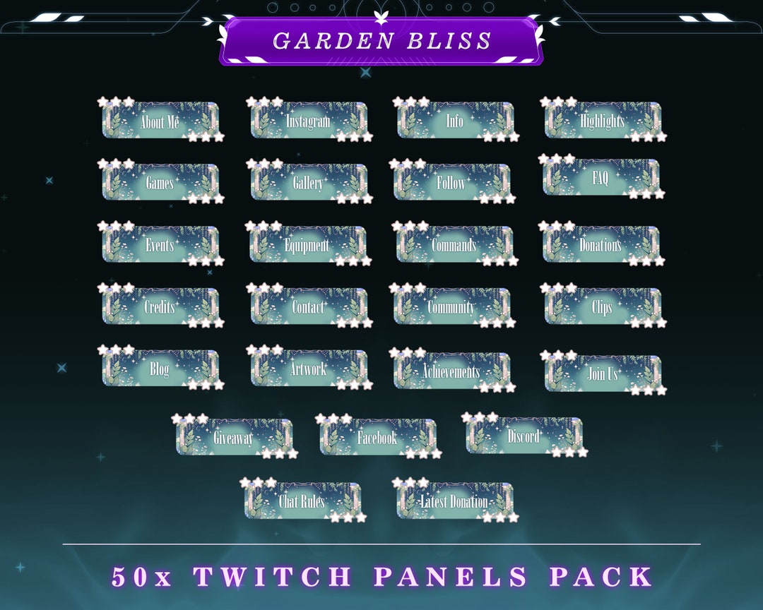 Floral Twitch Panels: Garden Bliss Stream Overlay (50+ PNG) - Etsy