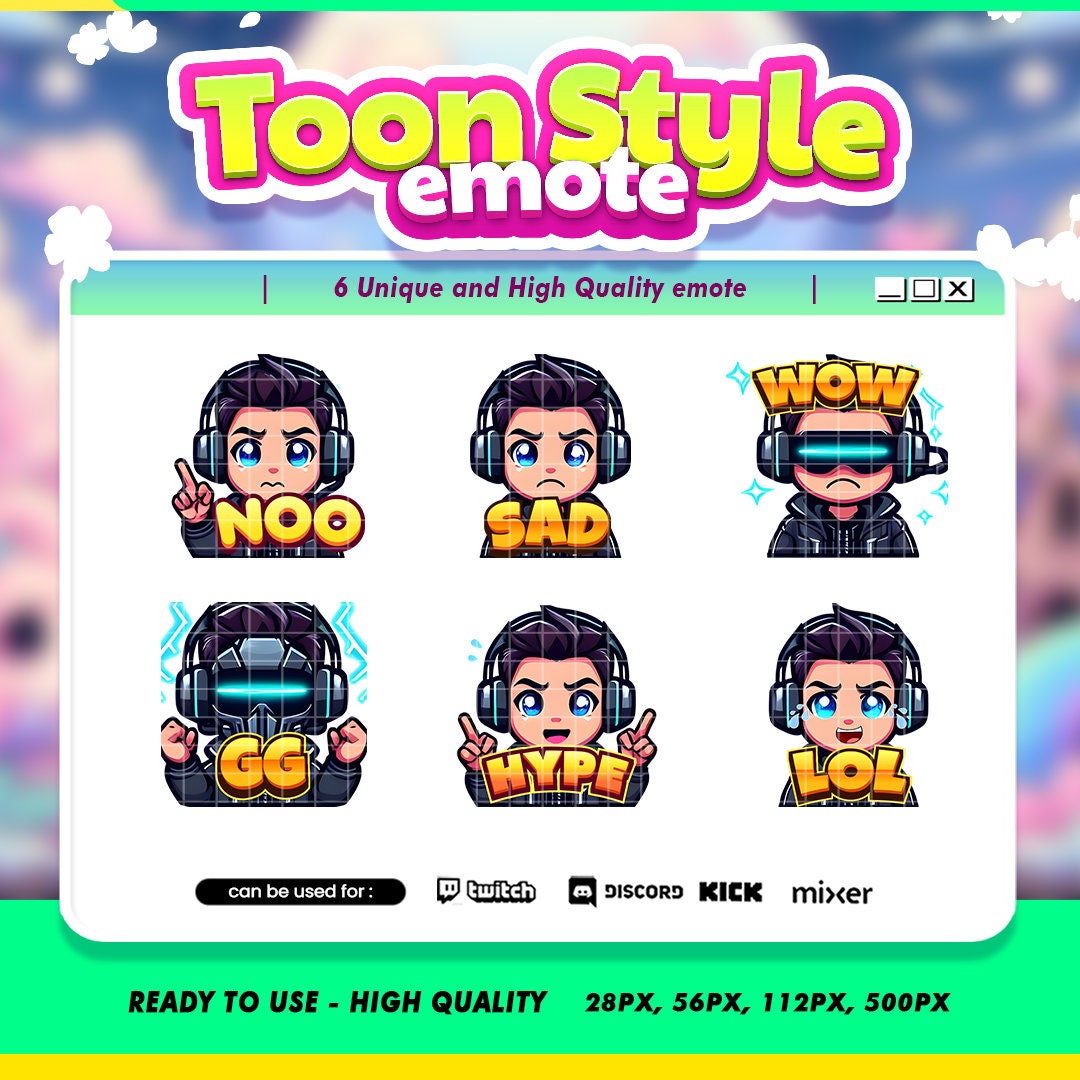 Twitch Emote Cartoon Set Player Game for Engaging Gamer-themed ...