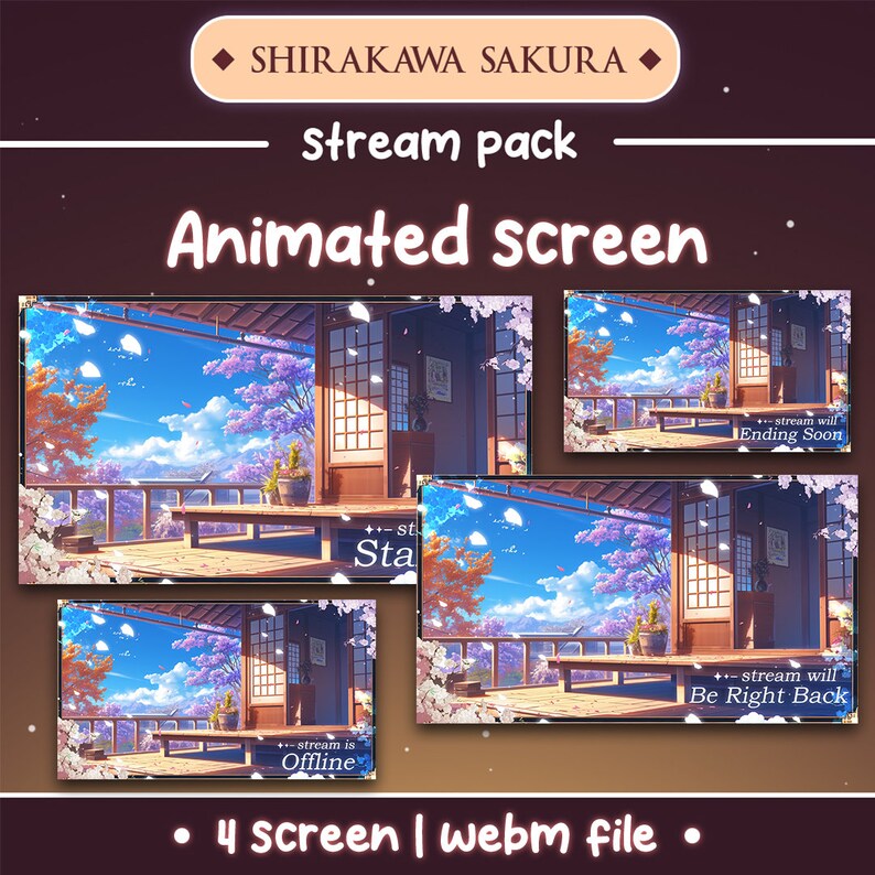 Animated Stream Overlay Pack Shirakawa Sakura Serene Cherry Blossom ...