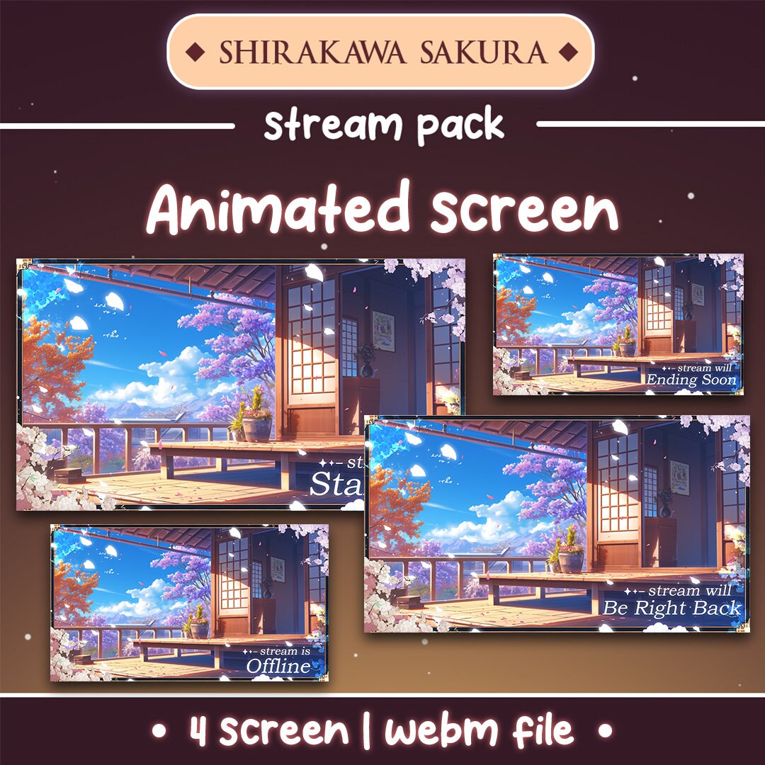 Animated Stream Overlay Pack Shirakawa Sakura Serene Cherry Blossom ...